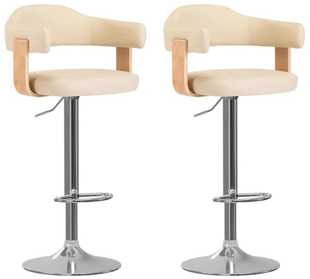 Barové stoličky 2 ks krémové ohýbané dřevo a umělá kůže,  327337
