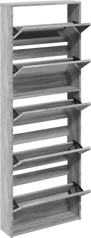 Botník se zrcadlem 5patrový šedý sonoma 63 x 17 x 169,5 cm 3228284