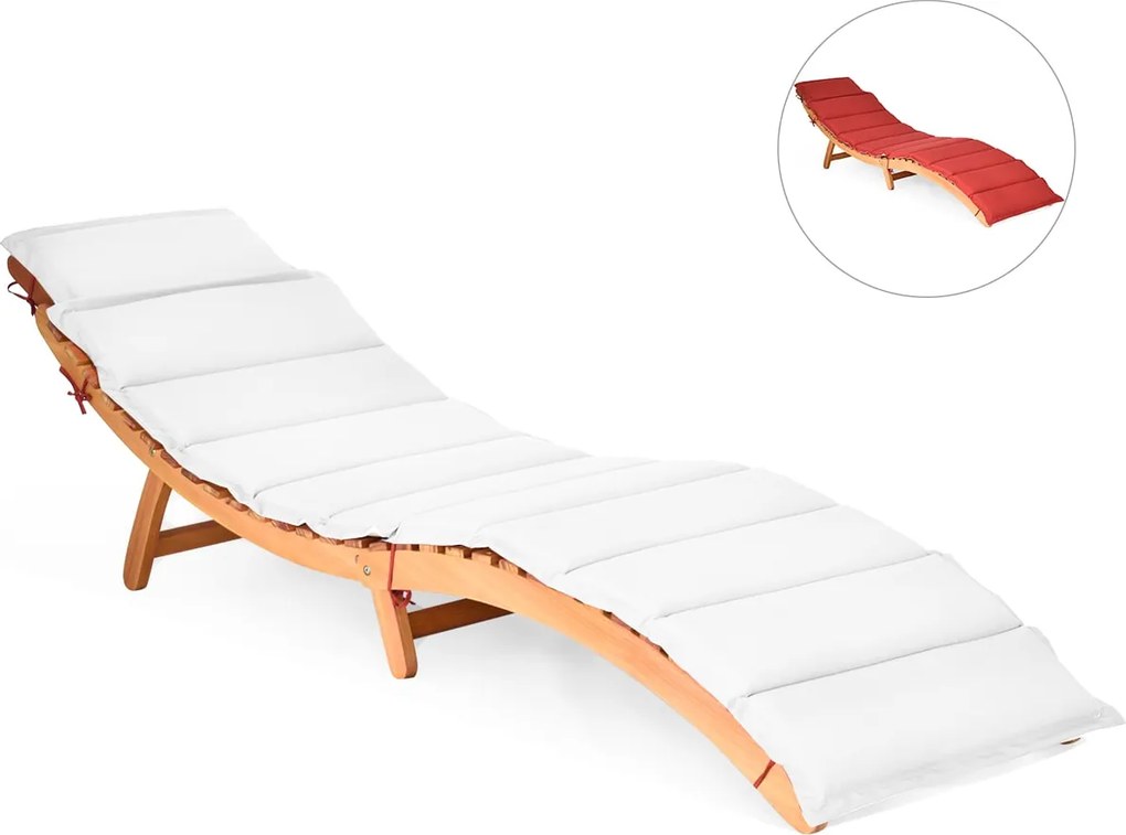 Costway Ergonomické dřevěné lehátko s polštářem a skládací opěrkou hlavy