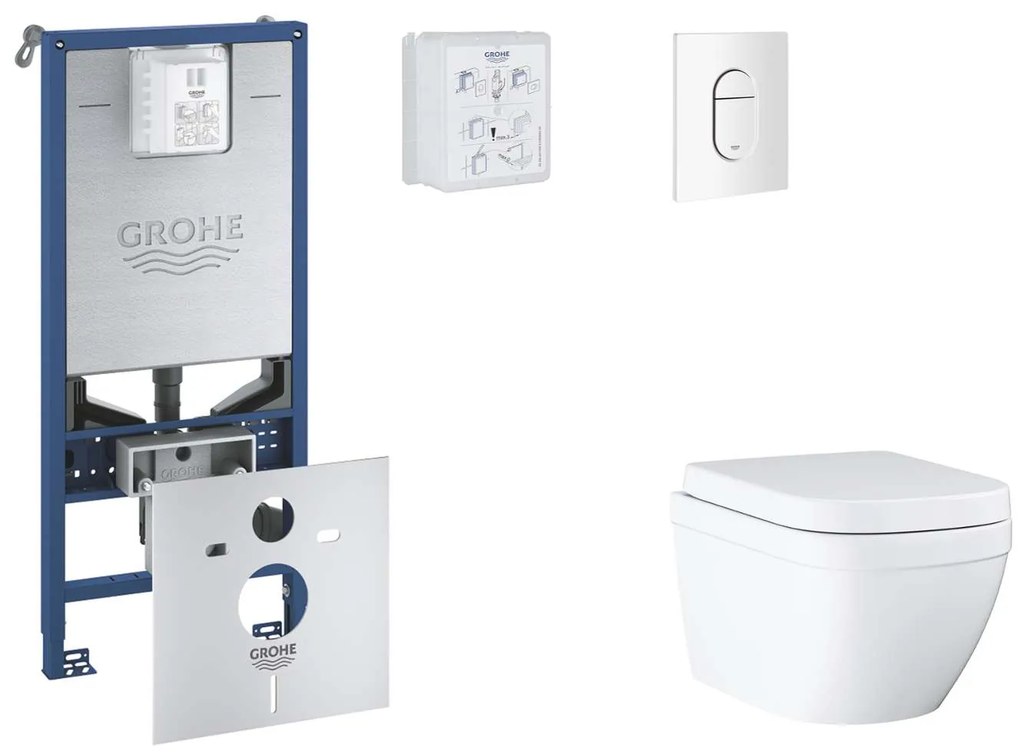 Grohe Rapid SLX - Set předstěnové instalace, klozetu, sedátka SoftClose a tlačítka Arena Cosmopolitan, Triple Vortex, alpská bílá SANI11BB3106