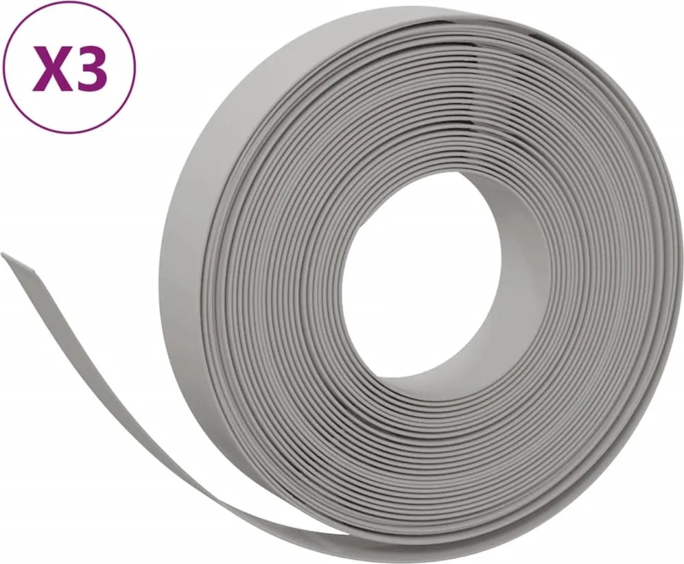 Travní lemy 3 ks šedé 10 m 10 cm polyethylen 3155429