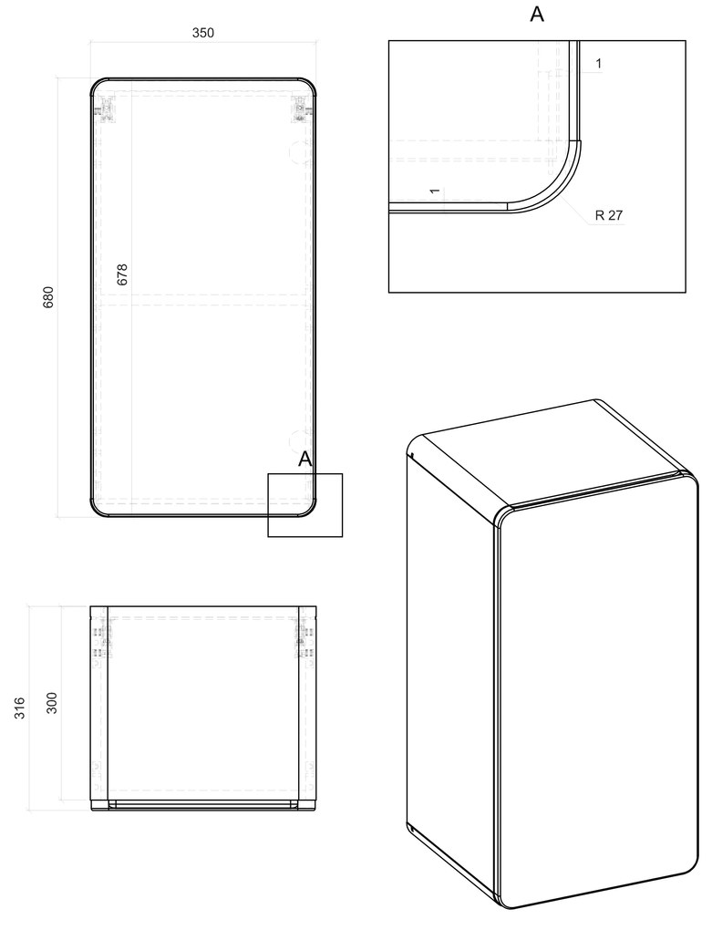 Koupelnová závěsná skříňka BÁRA - nízká spodní