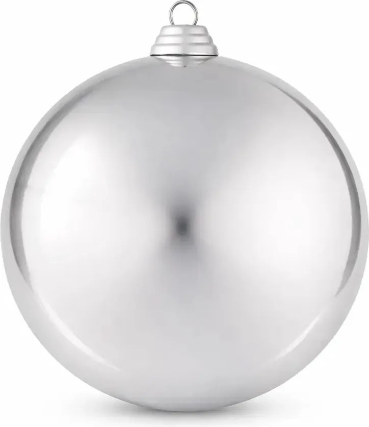 Velká vánoční koule 20 cm, stříbrná, lesklá, UV