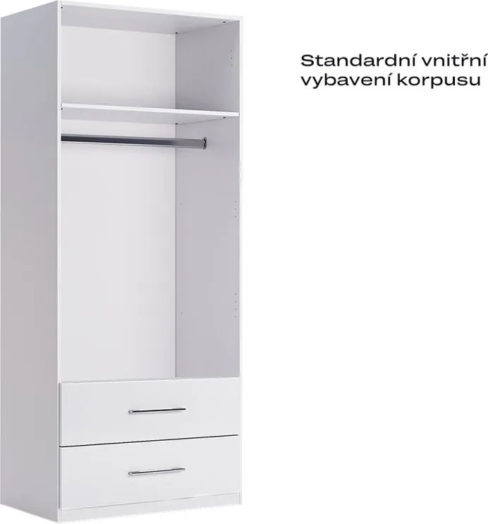 Skříň 2dv 2šu bez zrcadel, série N bílý lesk Family