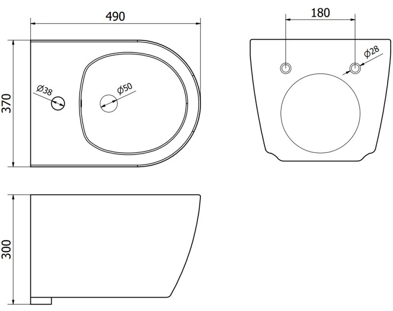 Mexen Carmen závěsný bidet, Matná černá - 35884985