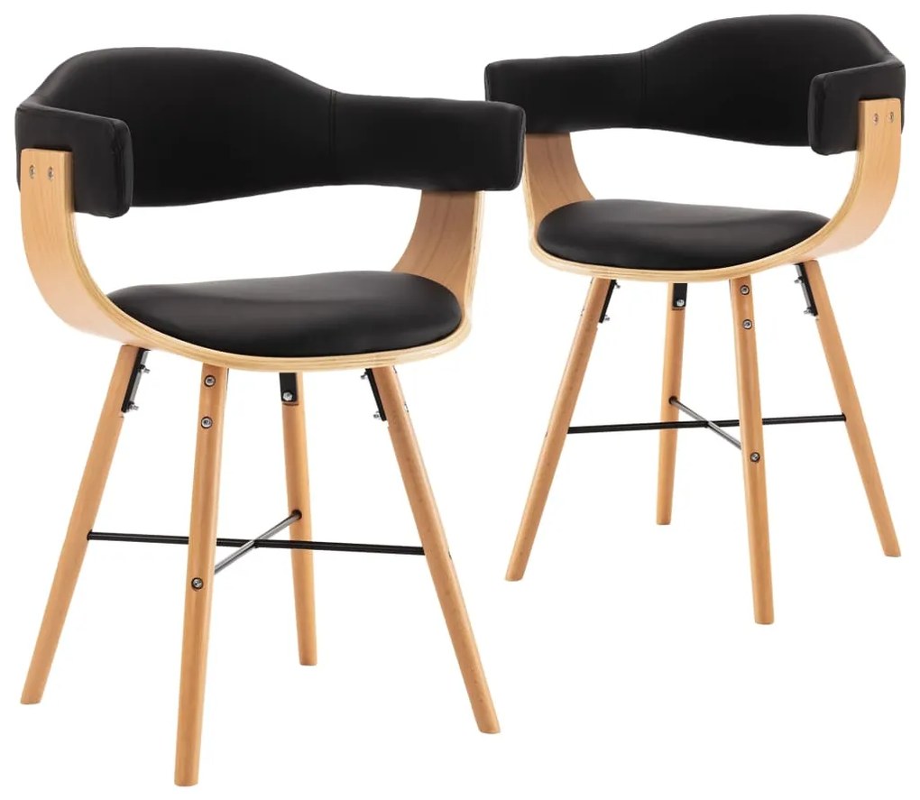 283138 vidaXL Jídelní židle 2 ks černé umělá kůže a ohýbané dřevo