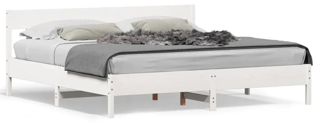 Rám postele s čelem bílý 180 x 200 cm masivní borovice,  3216204