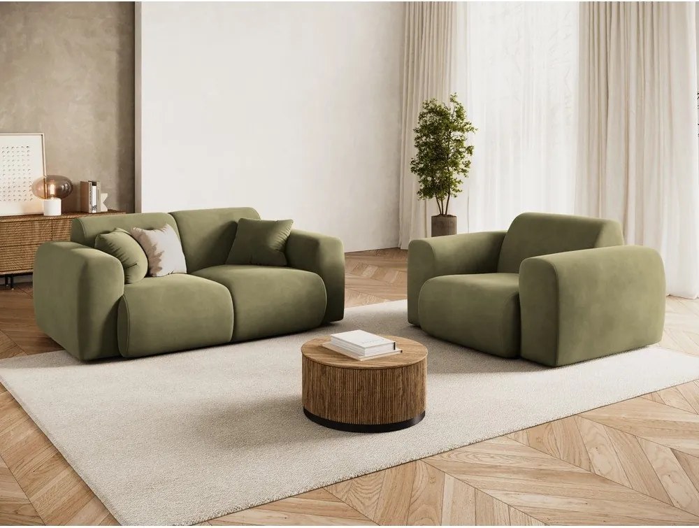Khaki sametové křeslo Molino – Micadoni