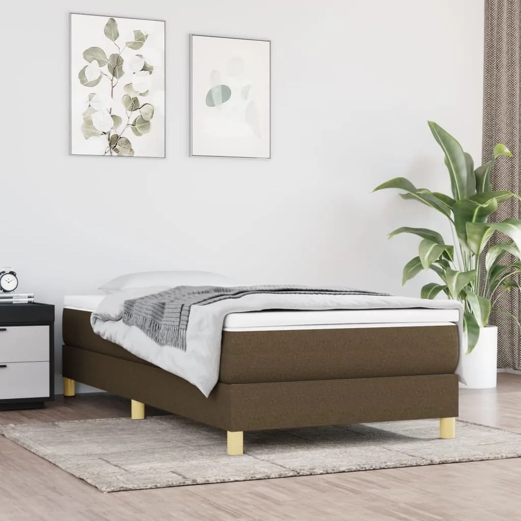 Rám postele s boxspringem tmavě hnědý 90 x 200 cm textil 3120585