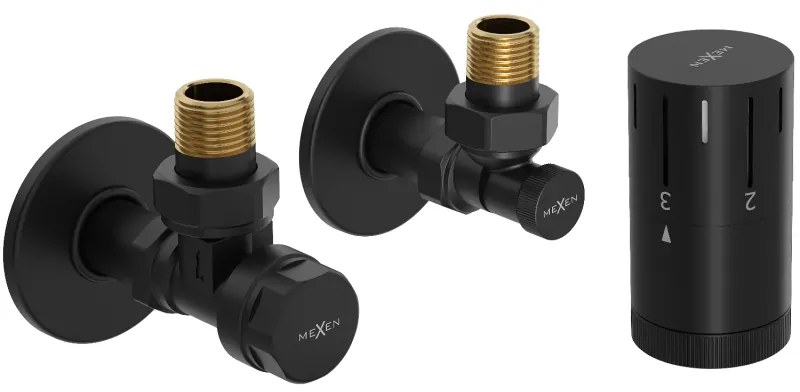 Mexen G05, úhlová termostatická souprava s krytkou, černá matná, W901-958-904-70
