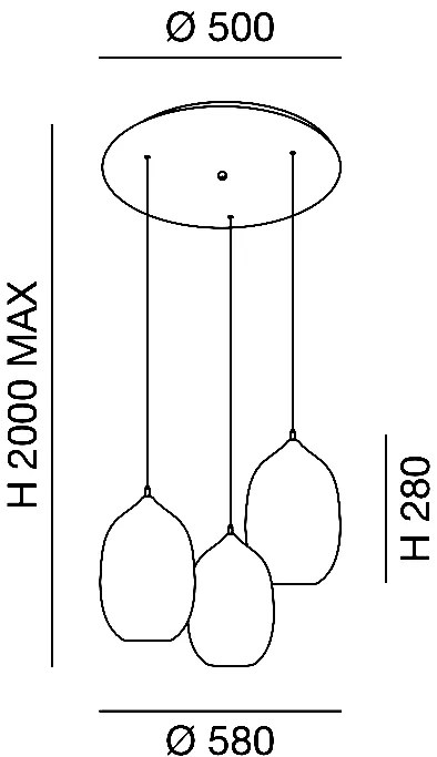 Fabas luce Fabas Infinity, černé závěsné svítidlo kov/kouřové sklo, 3xE27, průměr 58cm