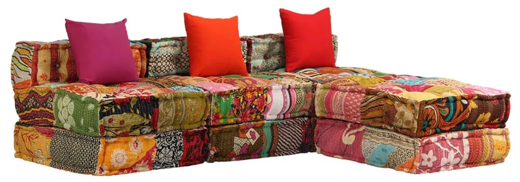 3místný modulární pouf patchwork textil 244983