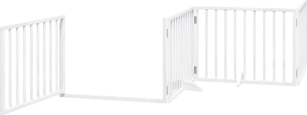 Zábrana pro psy s dvířky skládací 6 panelů bílá 480 cm topol 3155561