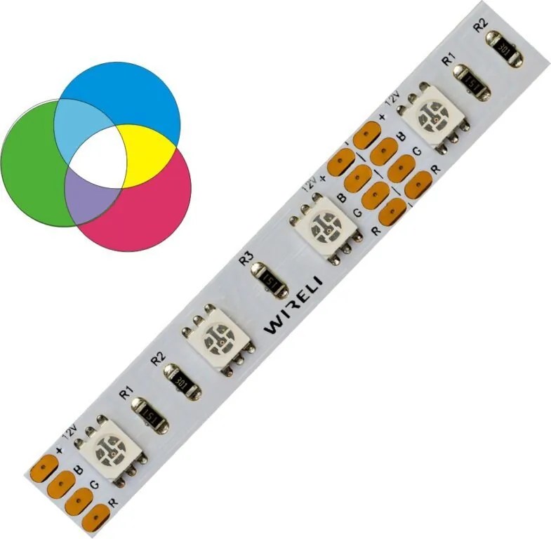 RGB LED pásek 5050  60 WIRELI 14,4W 1,2A 12V