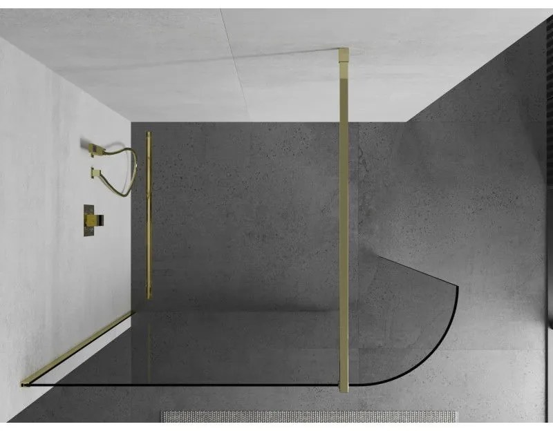 Mexen Kioto, zaoblená sprchová zástěna 110 x 200 cm, 8mm čiré sklo, zlatý profil, 800-110-101-50-06