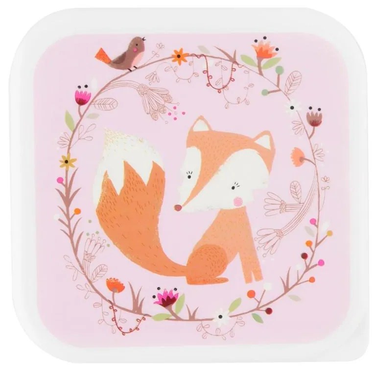 Sass & belle Krabička na svačinu Fox, růžová barva, plast