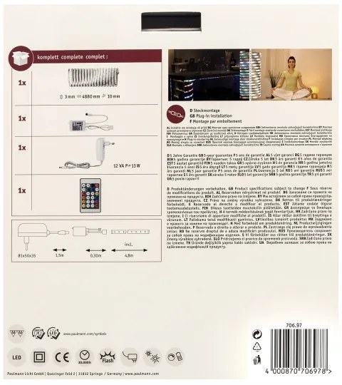 Paulmann 70697 - LED RGBW/10,5W Stmívatelný pásek DIGITAL 4,8m 230V + DO