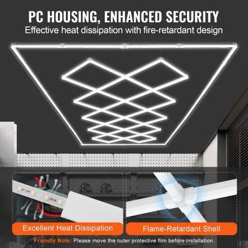 Čtvercová LED garážová světla 88000LM 14 mřížek Jasné světlo do obchodu