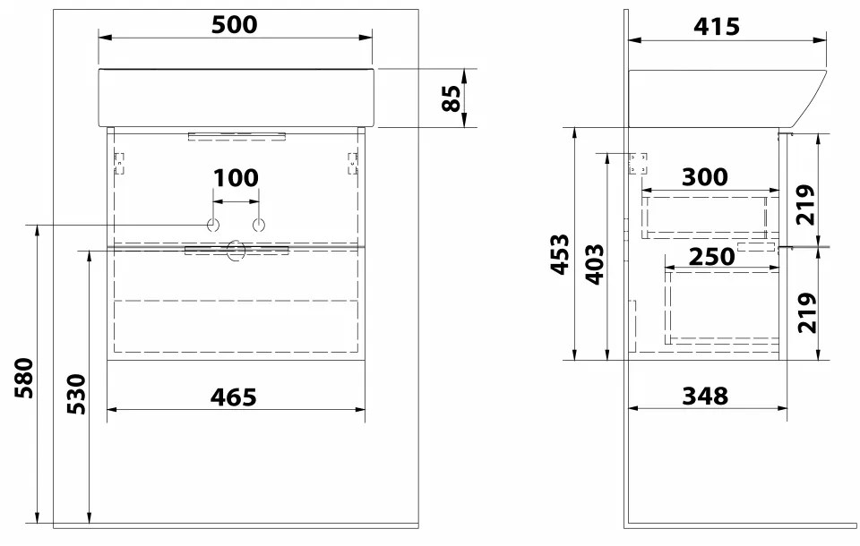 Bruckner NEON skříňka s keramickým umyvadlem 50x41,5 cm, bílá 501.114.0