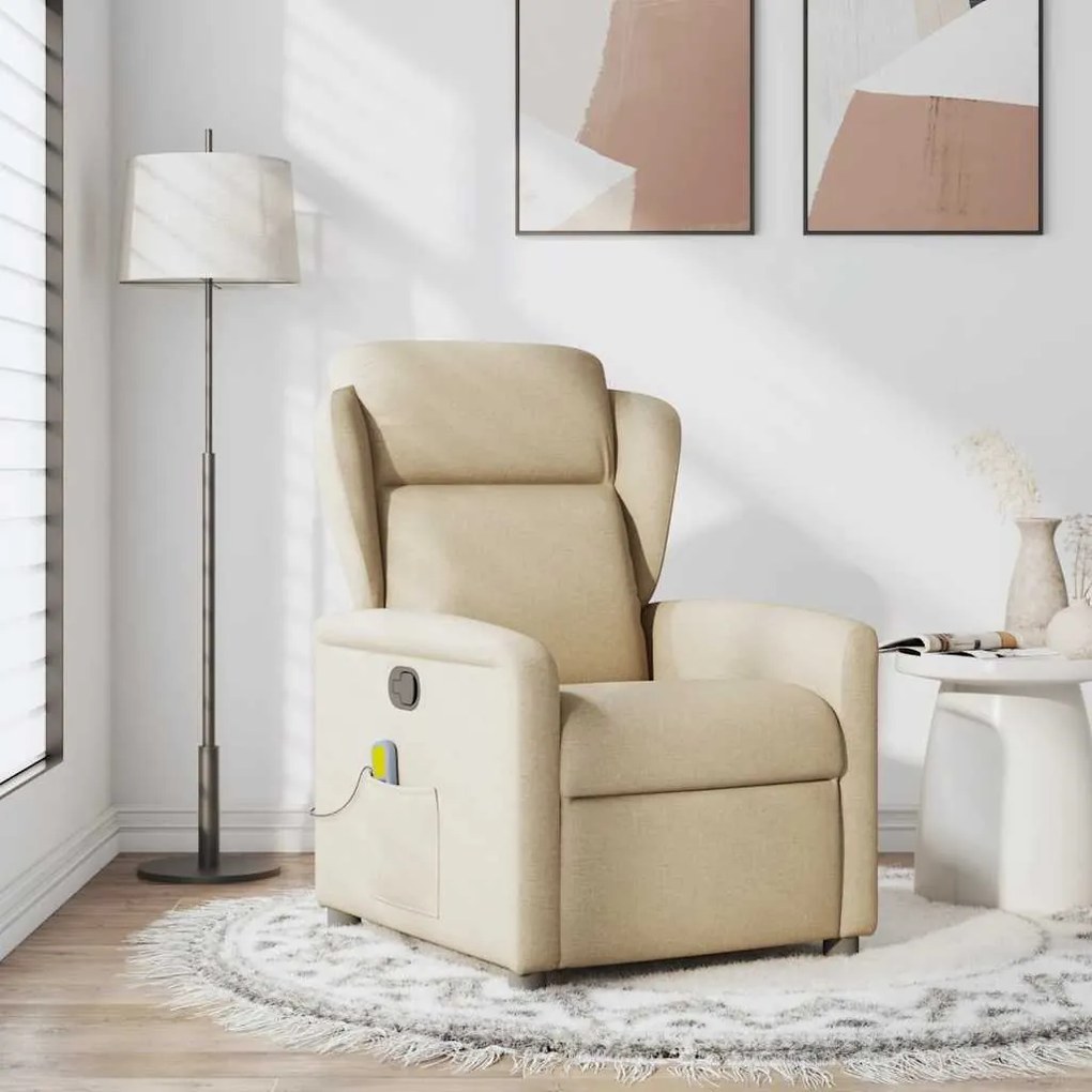 vidaXL Masážní polohovací křeslo textil [4015587] Barva: krémová