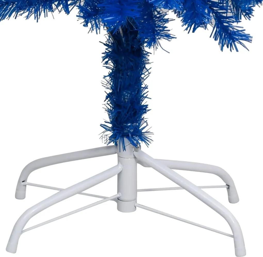 vidaXL Umělý vánoční stromek s LED a sadou koulí modrý 180 cm PVC [3077595] Barva: modrá a šedá