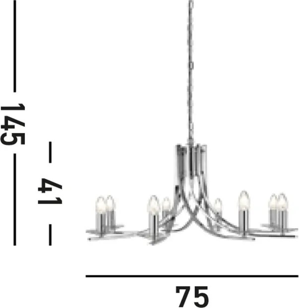 Searchlight 4168-8CC Závěsný osmiramenný lustr ASCONA lesklý chrom