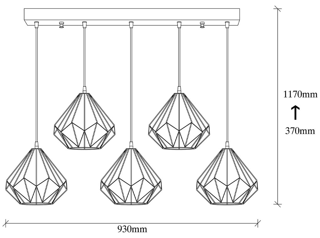 Opviq Stropní svítidlo Diamond - 704-5S1, Černá