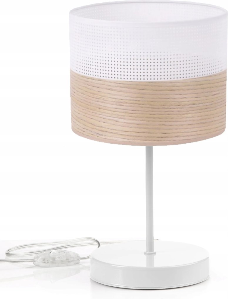 Noční Lampa Stolní Boho Fornir Dub Světlý Bílý Edison E27 Led