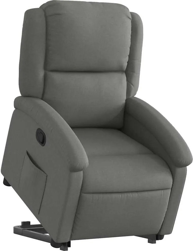 Zvedací polohovací křeslo tmavě šedé textil 3204165