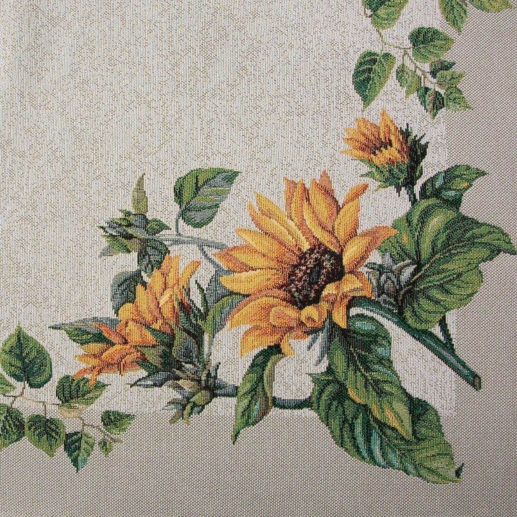 GOBELÍNOVÝ UBRUS NATUR 100X100 CM KVĚTY
