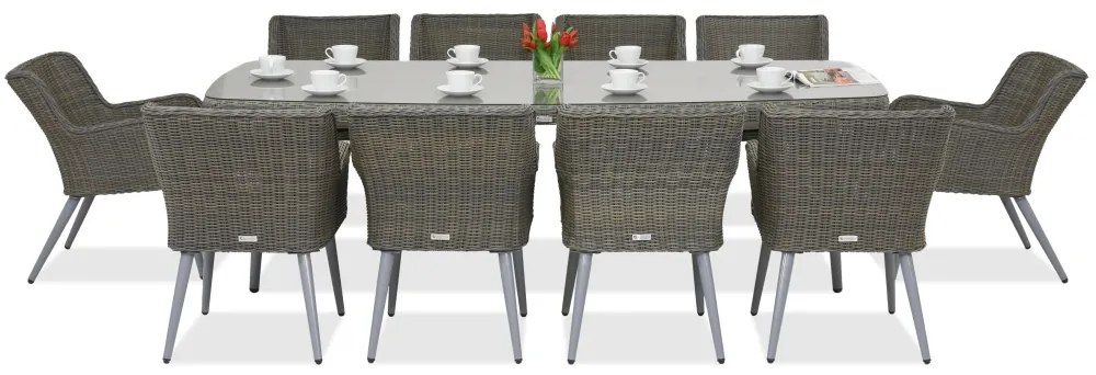 Exkluzivní jídelní set s velkým stolem Cordoba pro 10 osob Garden Point šedý