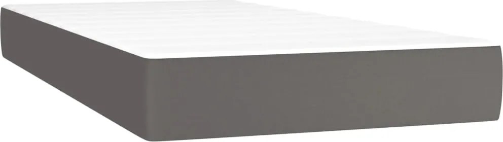 Box spring postel s matrací a LED šedá 200x200 cm umělá kůže 3135847