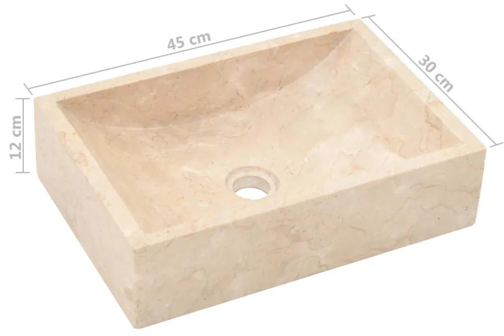 vidaXL Koupelnová skříňka dřevo teak a umyvadla mramor krémová