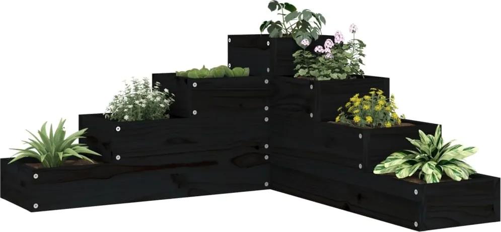 vidaXL Zahradní truhlík 4patrový 80,5x79x36 cm šedý masivní borovice [825321] Barva: Černá borovice