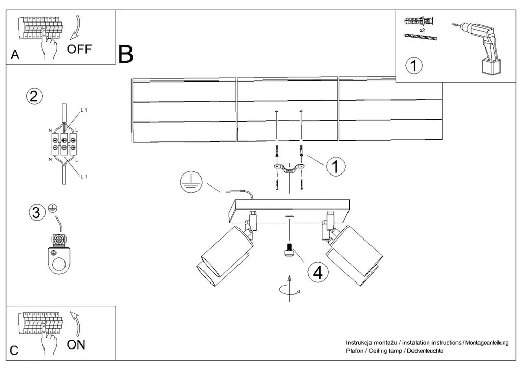 Sollux Lighting Stropní svítidlo WINX 4 Černá/chromové