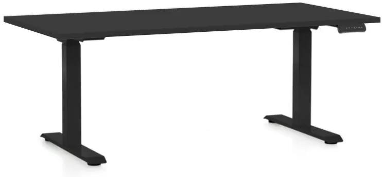 Výškově nastavitelný stůl OfficeTech D, 140 x 80 cm -černá podnož Barva: Světle šedá