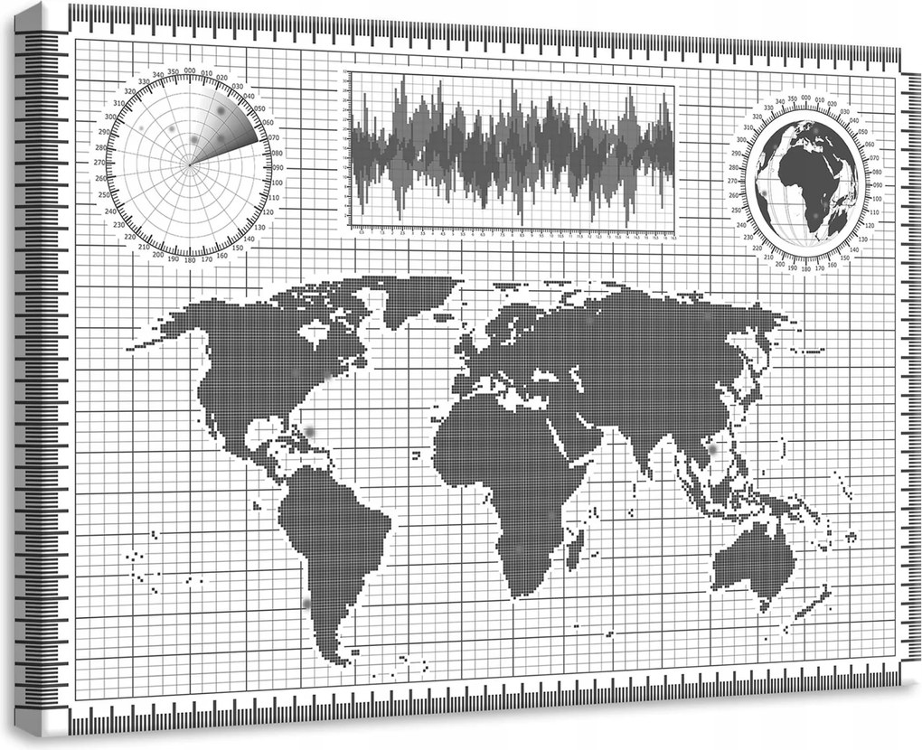 Obraz 70x50 Mapa světa grafika schéma síť kontinenty globus informace