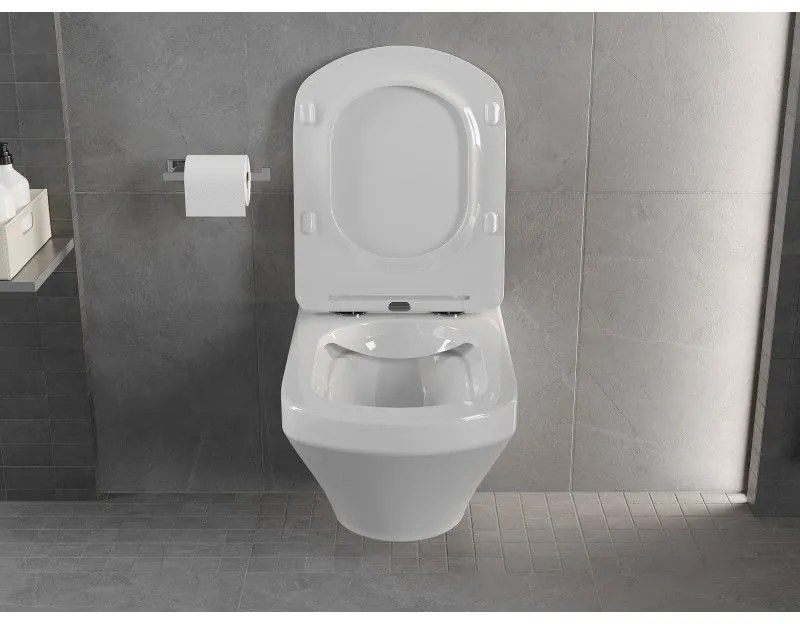 Mexen Vito, závěsné WC Rimless 54,5 x 37 cm s pomalu padajícím sedátkem z duroplastu, bílá, 30174000
