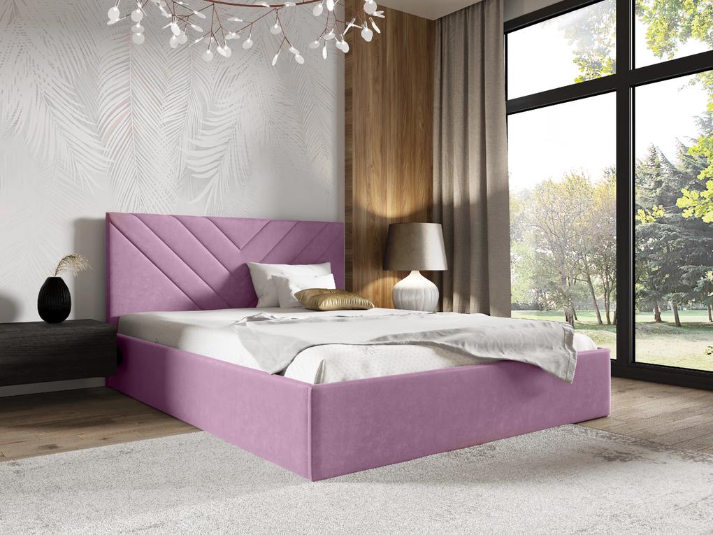 Eka Čalouněná postel LIZA 160x200 cm Barva látky Trinity: (2323) Tmavá růžová, Úložný prostor: Bez úložného prostoru