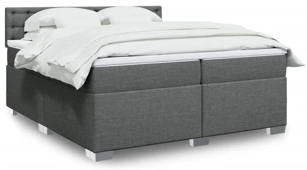 Box spring postel s matrací tmavě šedá 200x200 cm textil 3286010