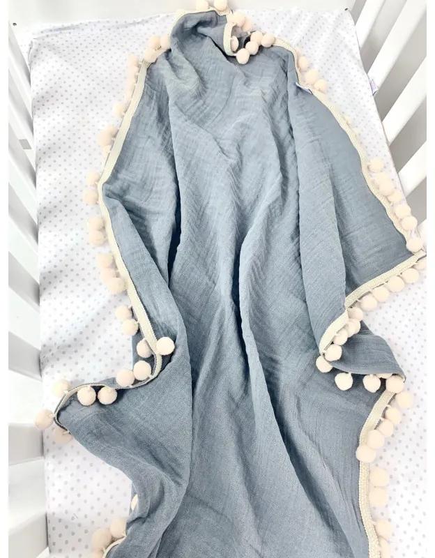 Ar-s Dětská mušelinová deka 100 x 75 cm - šedá