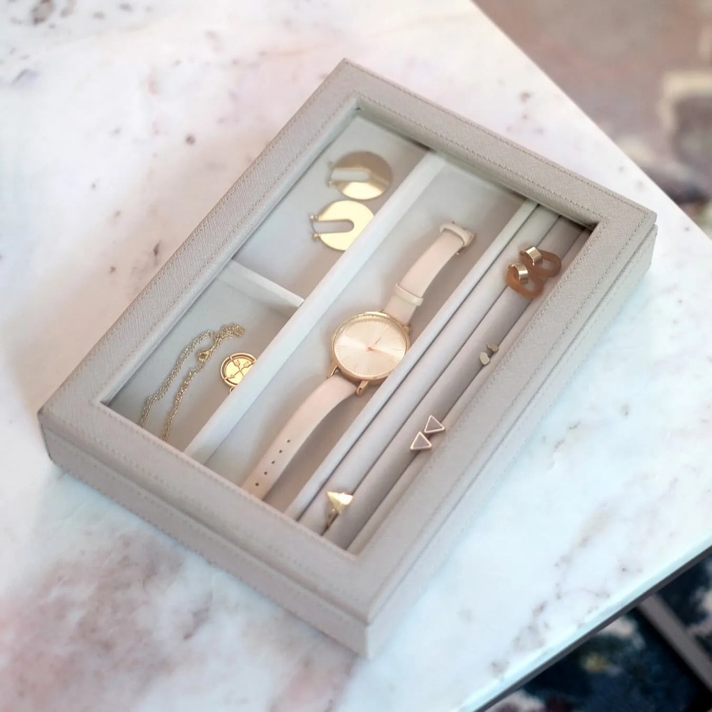 Krabička na šperky Stackers se 4 přihrádkami s poklicí classic světle růžová