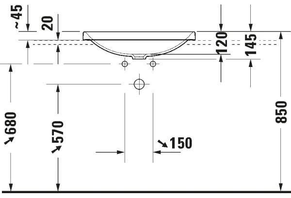 Duravit 358600079 - Zápustné umyvadlo D-NEO 60x44 cm keramika/lesklá bílá