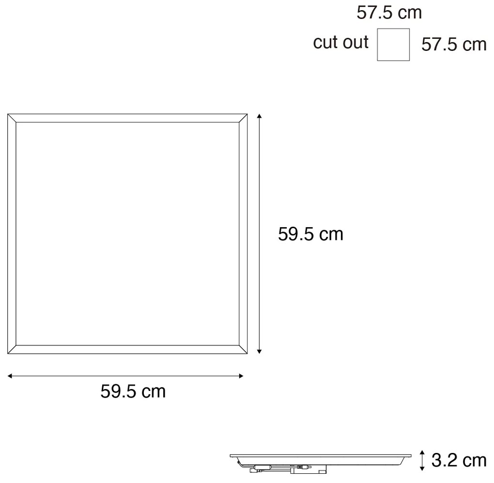 Zapuštěný LED panel bílý čtvercový vč. LED 3000K - 6500K s přepínačem DIP - Seagal