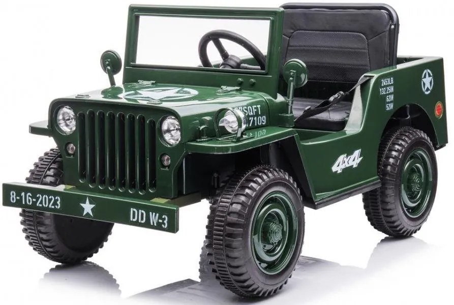 Mamido jeep willys 12 v 7 ah army zelený