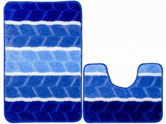 Sada koupelnových koberečků FANO pruhy, modrá