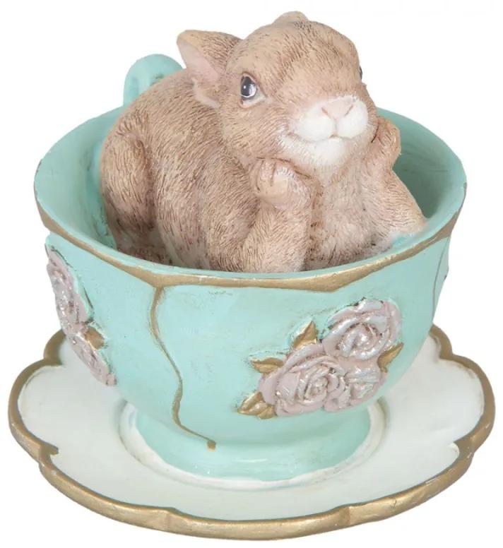 Velikonoční dekorace králíček v šálku – 8x7x7 cm