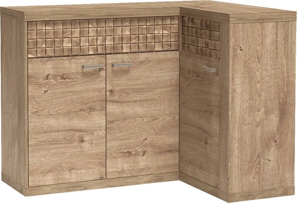 NATURAL | komoda rohová N15 s policemi a zásuvkami | 132x95,5 cm | dub ribbeck