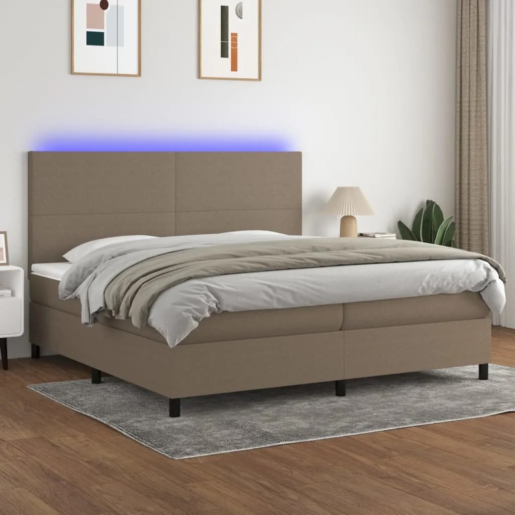 Box spring postel s matrací a LED taupe 120x190 cm textil