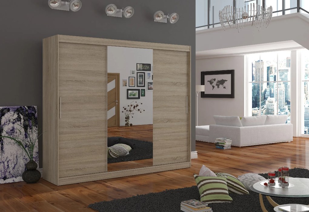 ADRK Furniture Posuvná skříň s zrcadlem DENIS 250 ADRK-SW-DEN-S-250